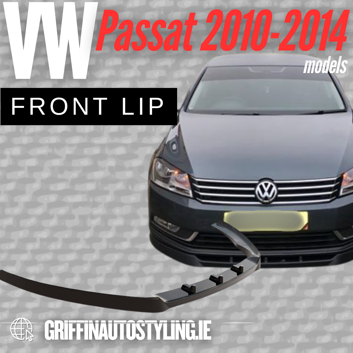 Maxton Design VW Passat B7 Front Lip – Gloss Black – GriffinAutoStyling.ie
